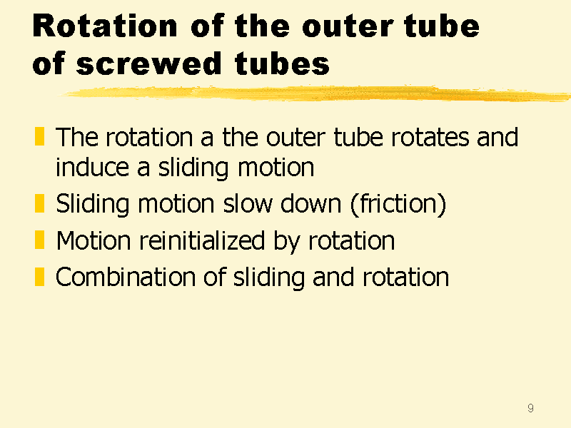 Rotation of the outer tube of screwed tubes